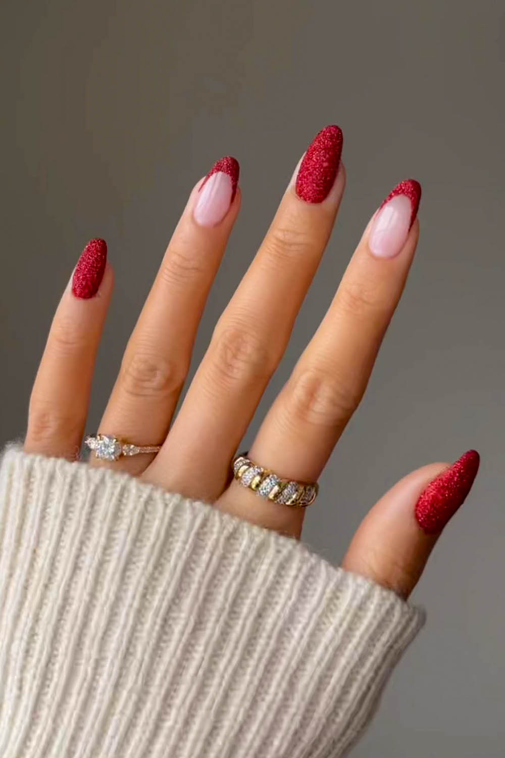 Manicura Francesa Roja Sobre Roja